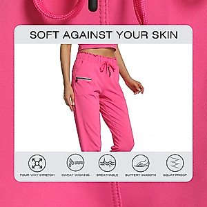 Haowind Joggers for Women with Pockets Elastic Waist Workout Sport Gym Pants Comfy Lounge Yoga Running Pants(Hot Pink XL)