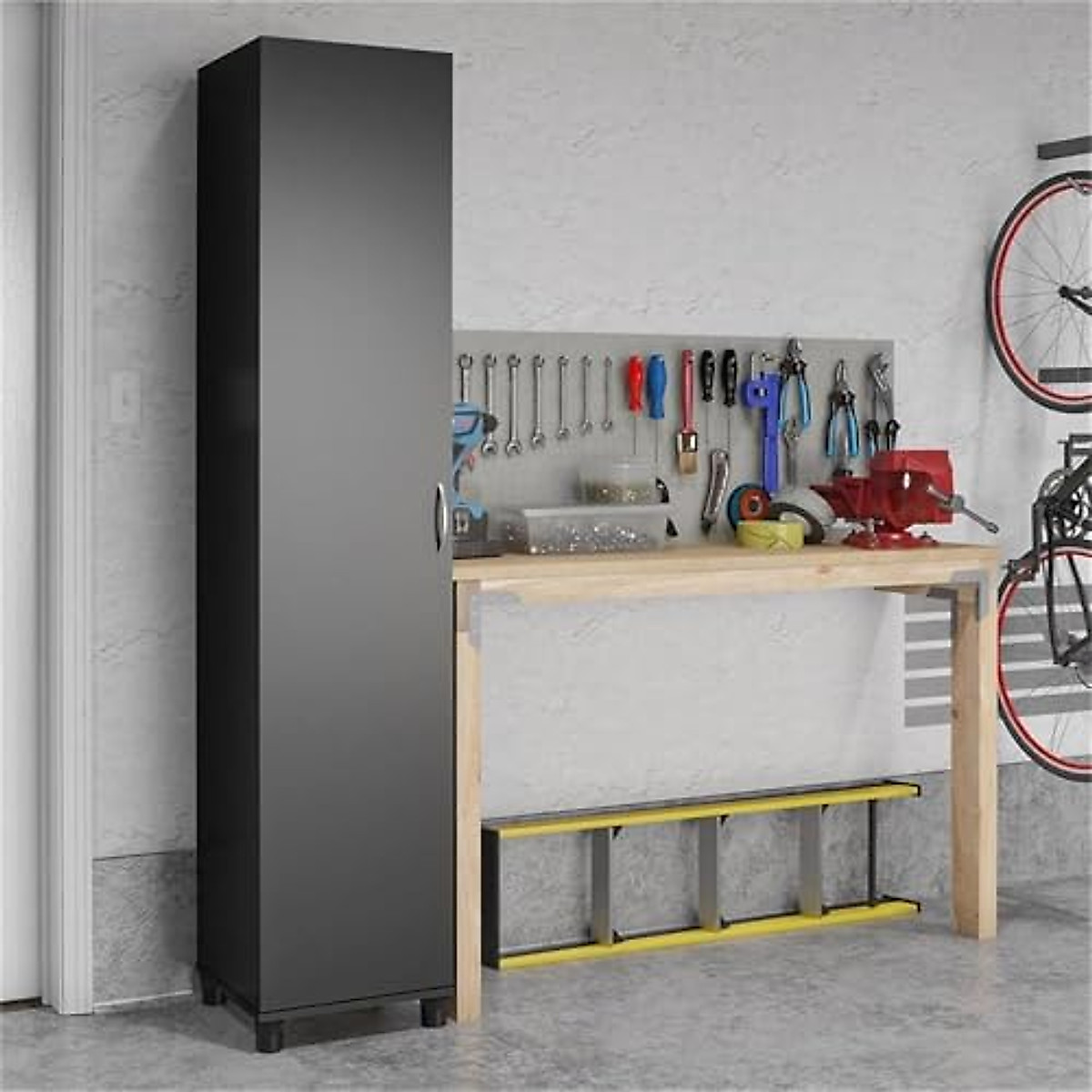 Pemberly Row Transitional 16" Utility Storage Cabinet in Black