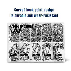 Carbon Steel Fishing Hooks 500 Pcs, Circle Hooks Assortment for Saltwater Freshwater Ice Fishing, Salt Water Fish Hooks for Catfish Trout Bass Octopus Multi Size 6 8 10 12 14 16 18 20 22 24