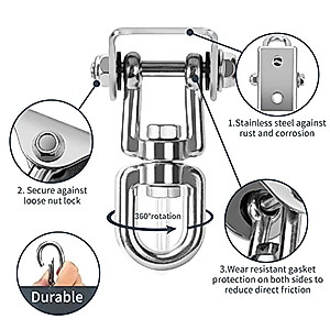 Hammock Hanging Kit, 1100 lb Capacity Heavy Duty 360° Rotate Ultra Durable Hooks for Swing, DQYTJT Hanging Chair Hardware for Ceiling, Yoga, Chair, Multiple Indoor Outdoor Gym