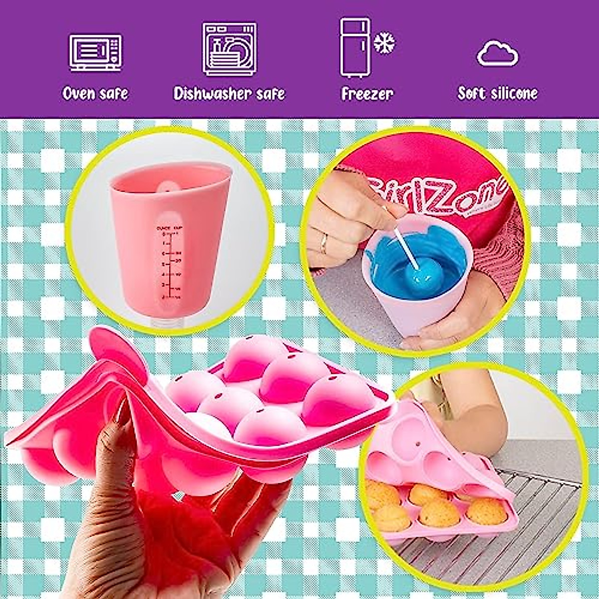 GirlZone Cake Pop Craze Kit, Kids Baking Set for Kids Ages 10-12 with Cake Pop Mold, Cake Pop Kit Stand, Cake Pop Gift Bags and Decorating Pen, Awesome Baking Gifts for Kids and Cakepops Molds Set