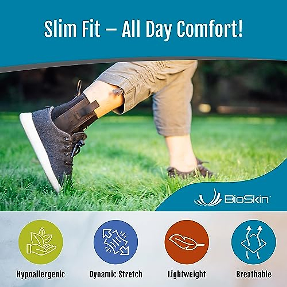 BIOSKIN Ankle Compression Brace - Ankle Wrap for Sprained Ankle, Post Injury Ankle Brace, Ankle Support Brace for Women and Men, Swollen Feet Relief