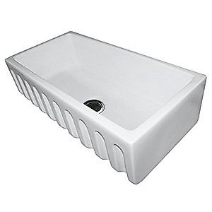 ALFI brand AB3618HS-W 36" Smooth Apron Single Bowl Fireclay Farm Sink, White