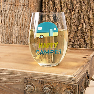 Pavilion - Happy Camper - 18 Oz Stemless Wine Glass