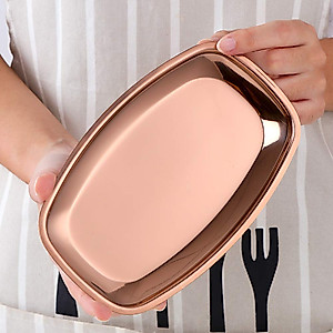 Buyer star Rose Gold 2PCS 7.12inch Stainless Steel Square Tray Fruit Trays Storage Tray Dish Plate Cosmetics Jewelry Decorative Organizer