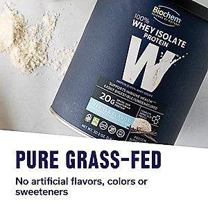 Biochem 100% Whey Isolate Protein - Vanilla - 30.2 oz - 20g of Protein - Meal Replacement -Supports Lean Muscle - Easily Digestible - Silky Smooth Taste - Amino Acids