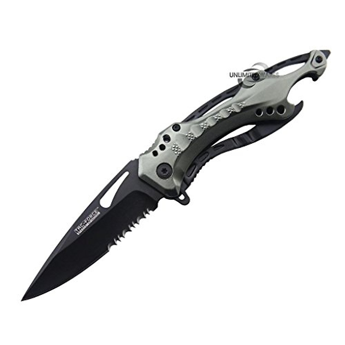 Unlimited Wares Tactical Assisted Opening Folding Knife Grey 4.5-Inch Closed