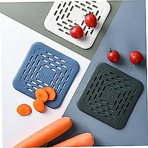 Gadpiparty 9 Pcs Bathtub Strainer Tub Stopper Shower Kitchen Sink Strainer Sink Drainage Filter Silicone Drain Covers Bath Tub Drain Square Stickers White Hair Kitchen Supplies