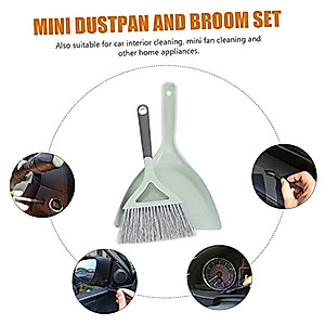 HAWILLOSCH 1 Set Broom Dustpan Desktop Cleaning Broom Mini Cleaning Broom Mini Broom Keyboard Cleaning Brush Household Cleaning Supplies Desktop Cleaning Supplies Mini Dustpan Green Plastic