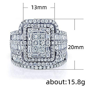 ChenFeng White CZ Engagement Ring Wedding Band Bridal Set Fine Jewelry 8