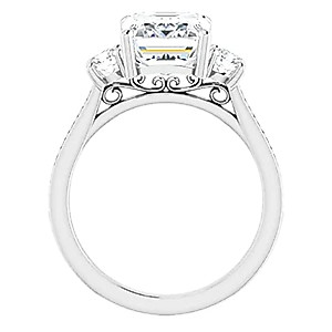 925 Silver, 10K/14K/18K Solid Gold Moissanite Engagement Ring, 3.5 CT Emerald Cut Handmade Solitaire Ring Diamond Wedding Ring for Women/Her, Anniversary Propose Gift, VVS1 Colorless