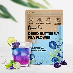 KHWAN'S TEA Pure Dried Butterfly Pea Flowers Blue Tea and Premium Dried Rose Petals