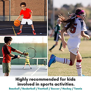 BLUE CUT Safety Basketball Goggles For Kids for Outdoor Sports Activities Soccer Football Anti Fog Lenses (Black)