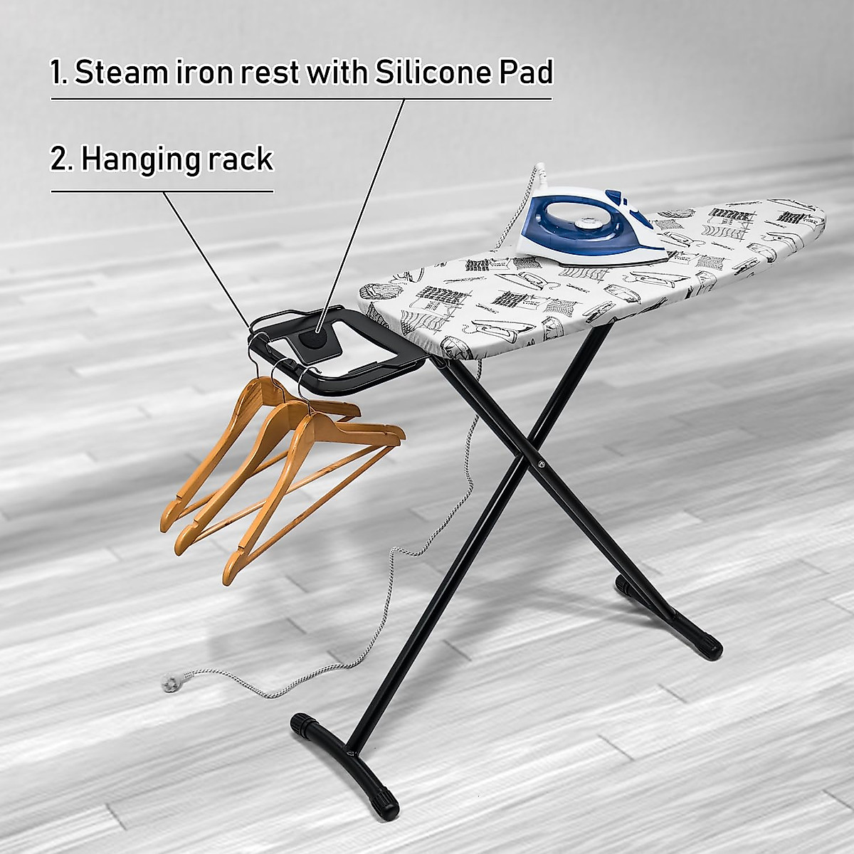 Duwee 12"x36" Ironing Board with Heat Resistant Cover and Thicken Felt Pad, Heavy Sturdy Legs