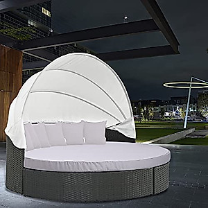 MICTONY Outdoor Daybed Cushion Cover, 66" Replacement Daybed Cover with Elastic Band, Sun Bed Cushion Cover, Outdoor Round Bed Cushion, Cover ONLY (Daybed NOT Included), Grey