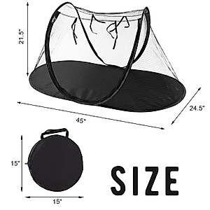 Cat Tent Outdoor, Realife Two Doors Pet Enclosure Pop Up Tent, Indoor Pet Tent Playpens for Cats and Small Animals in Deck, Yard, Patio, Park, Portable Exercise Tent with Carry Bag (Black)