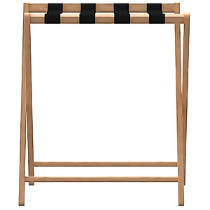 vidaXL 27"x15"x22.8" Foldable Luggage Rack -Natural Bamboo Suitcase Stand with Waterbase Finish, Ample Storage, and High Load Capacity