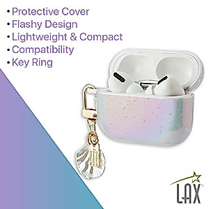 LAX Gadgets AirPods Pro Case Cover - Protective Compatible with Apple AirPod Pro - Lightweight Case with Carabiner Key Ring  Easy to Use - Pearl