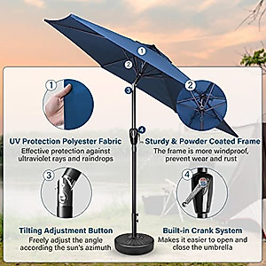 Simple Deluxe 7.5ft Patio Umbrella Outdoor Table Market Yard Umbrella with Push Button Tilt/Crank, 6 Sturdy Ribs for Garden, Deck, Backyard, Pool, Blue