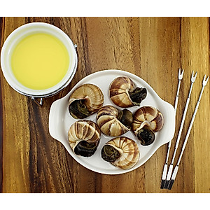 Cornucopia White Ceramic Escargot Plates (2-Pack), 6.5-Inch Footed Dishes, Oven Safe
