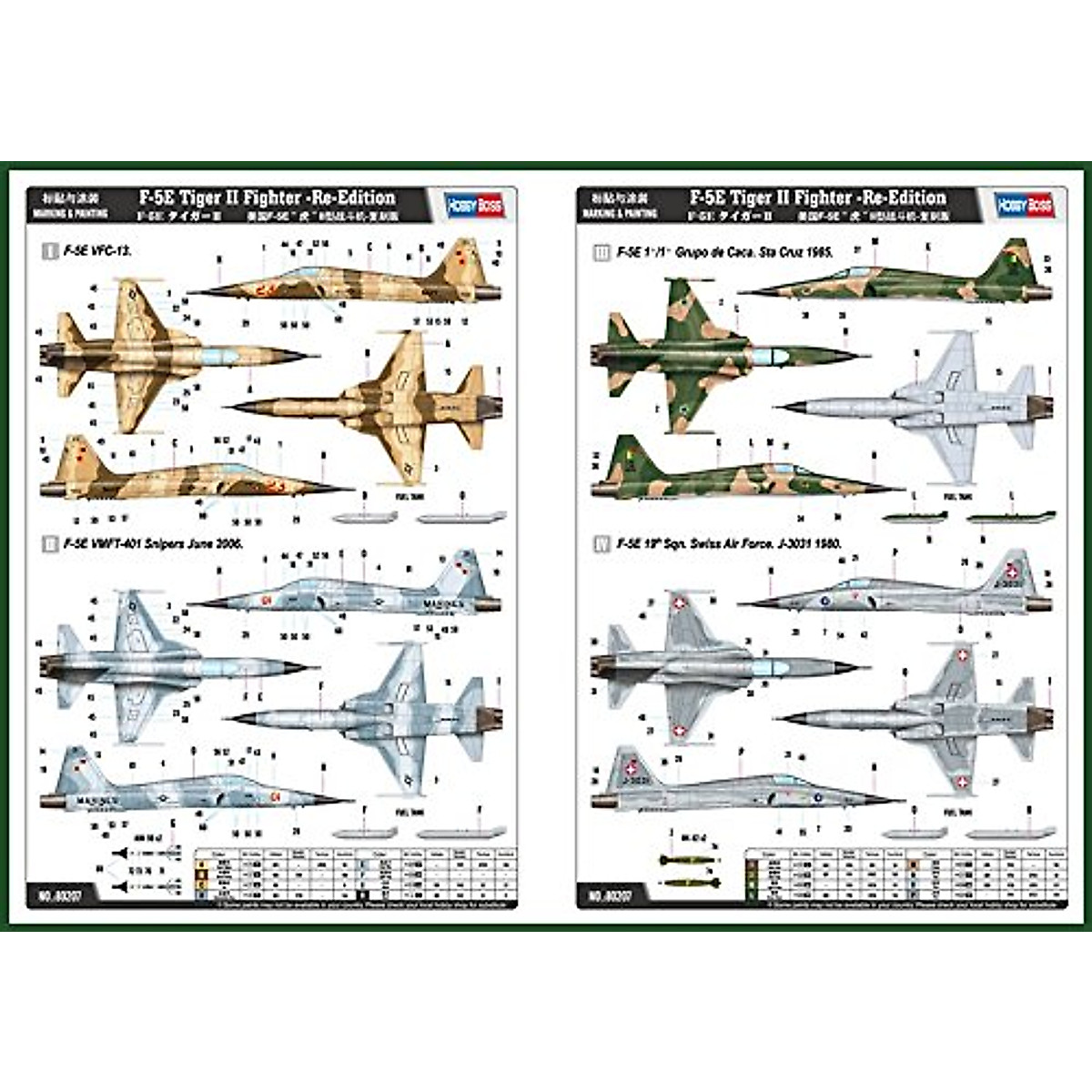Hobby Boss F-5E Tiger II Fighter Airplane Model Building Kit