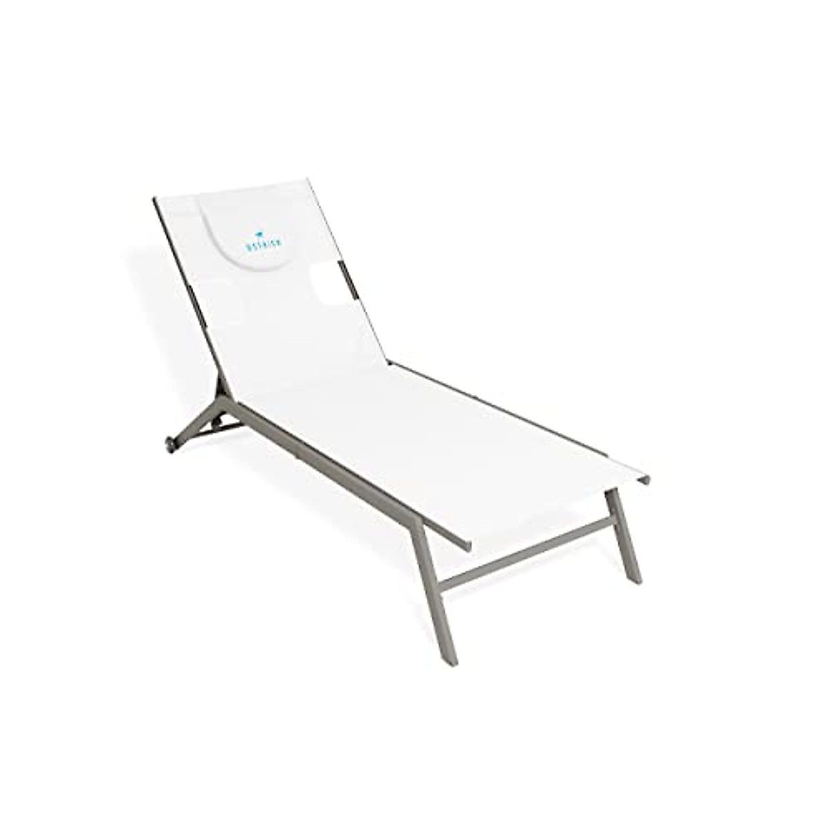 Ostrich Chatham 2 Pieces Patio Chaise Lounges, Patio Lounge Chairs,Facedown Tanning Chair, Patio Chairs, 5-Position Recliner Adjustable Sunbathing Lounge Chair for Patio,Yard, Pool, White & Tan