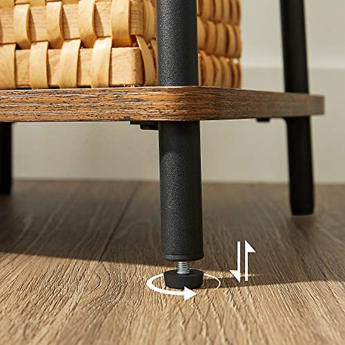 VASAGLE Floor Lamp with Shelves, Standing Reading Lamp with Lamp Shade, for Living Room, Bedroom, Bulb Not Included, Rustic Brown and Black ULFL012B01