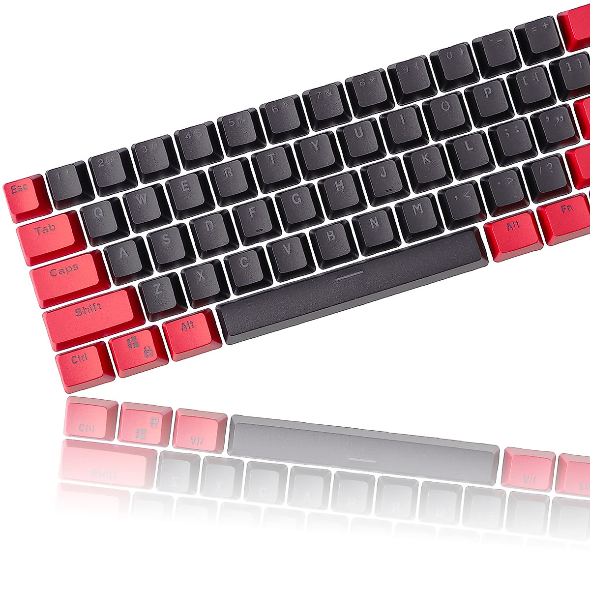 Fogruaden PBT Keycaps Red and Black Keycaps 60 Percent, OEM Profile Custom keycaps Set, Suitable for Cherry MX Switch Mechanical Keyboard