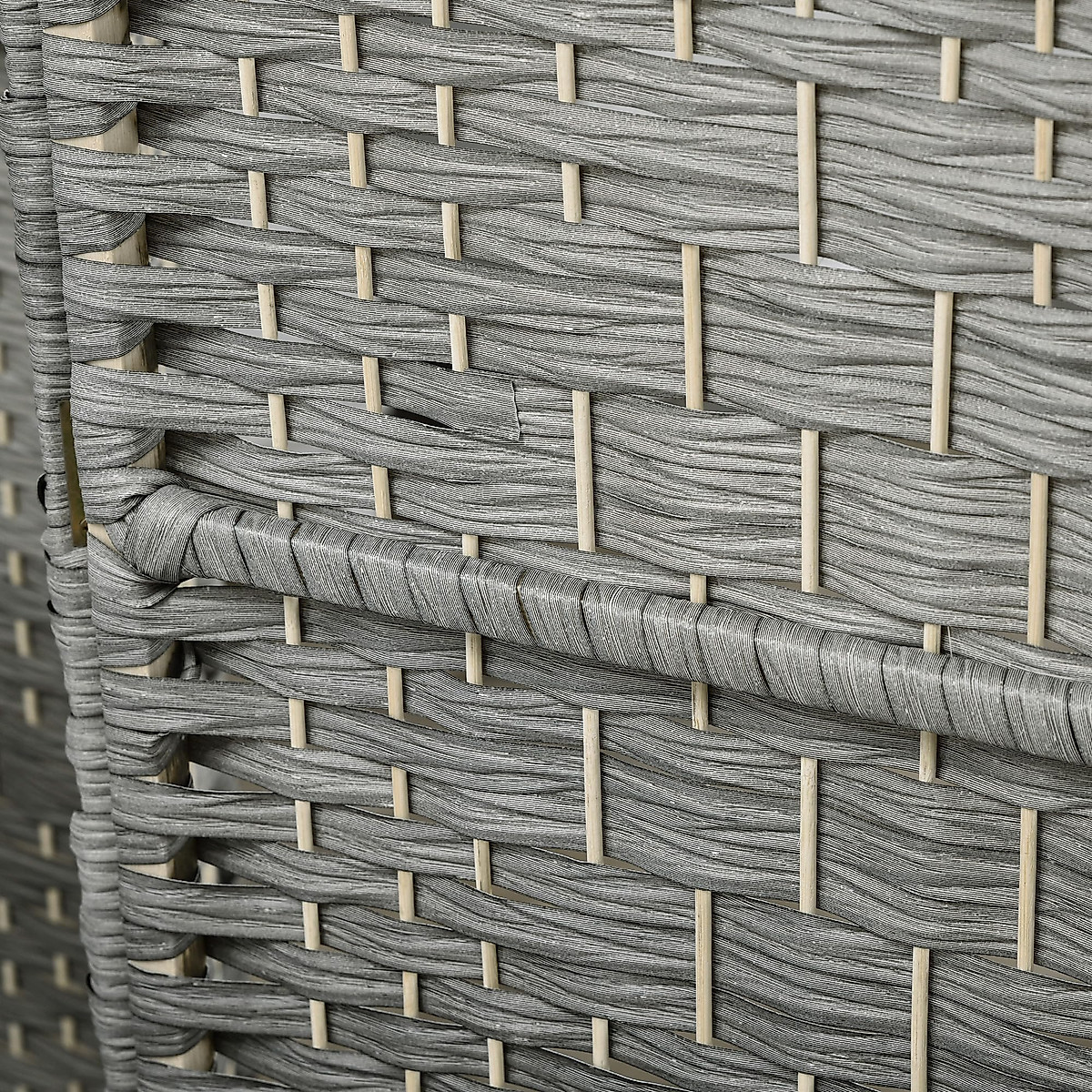 HOMCOM 3 Panel Room Divider, 6' Tall Folding Privacy Screen, Hand-Woven Freestanding Wall Partition for Home Office, Bedroom, Mixed Gray