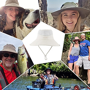 Mukeyo Womens Ponytail Sun Hat Summer Foldable Wide Brim Outdoor UV Protection Mesh Bucket Cap for Beach Fishing Hiking Gardening Beige