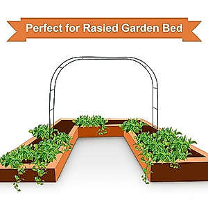 Mr.Ton Garden Arch Trellis for Climbing Plants Outdoor, Metal 7.8ft Wide Arbor Arches for Raised Beds, Arched Pergola for Garden Wedding Decoration, Green
