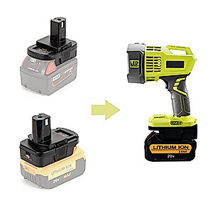 URUN DM18RL Adapter for Dewalt Milwaukee to Ryobi, Adaptor for Milwaukee M18 18V & for Dewalt 20V Battery Convert for Ryobi 18V Power Tools with USB Charging Port