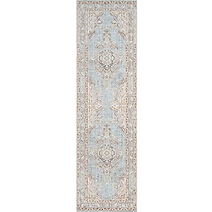 Momeni Rugs Isabella Traditional Medallion Flat Weave Area Rug, 9'3" X 11'10", Blue