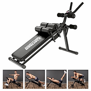 HANSTORM Adjustable Folding Sit Up Bench Workout, Abdominal Exercise Equipment Bench for Men and Women, Slant Bench for Strength Training Fitness, Black