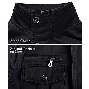 EKLENTSON Jacket Winter For Men Military Jacket Bomber Jacket Lightweight Windproof Windbreaker Black