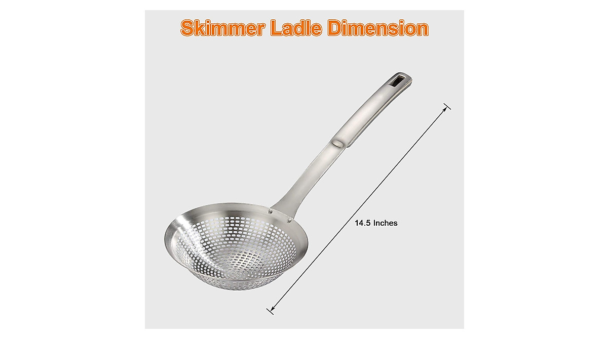 Stainless Steel Skimmer Ladle 14.5 Inch for Cooking & Frying