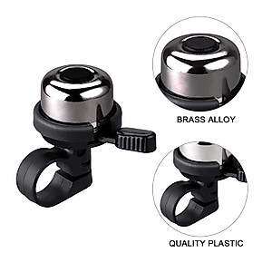 Emoly Bike Bell, 2 Pack Brass Mini Bicycle Ring Bell for Mountain Bike Road Bike Kid Bike Accessories (New, Black)