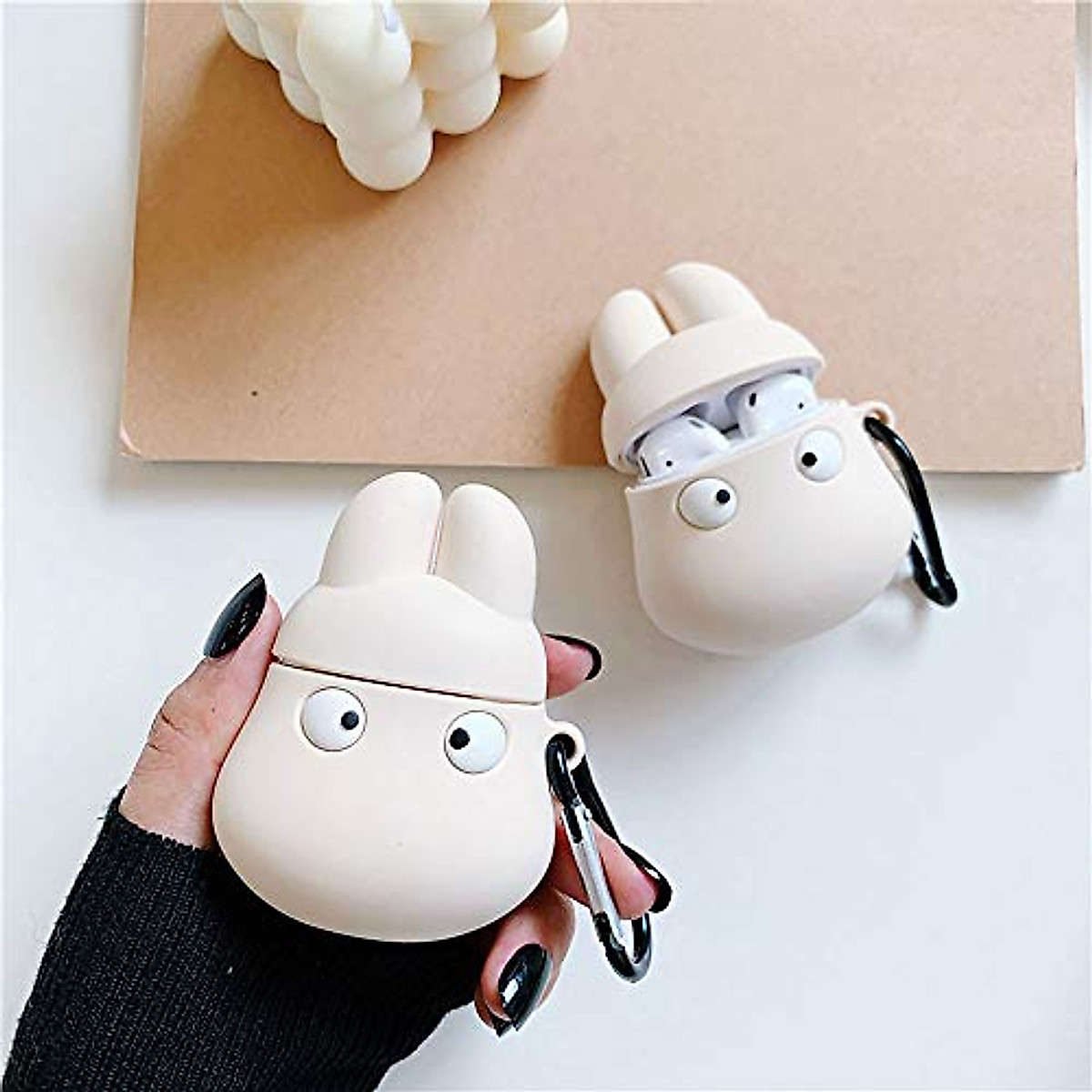 Rertnocnf Compatible with Earbuds Case Airpods 1 & 2, Cute Fun Cartoon Animal Cross-Eyed Totoro Design Creative Wireless Earphone Cover Soft Silicone Anti-Scratch Shockproof Protector with Keychain