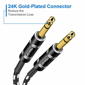 Penker 1/4 Inch TRS Cable,3ft 2Pack Straight 6.35mm Male Jack Stereo Audio Interconnect Cord,Balanced Stereo Audio Patch Cable,Black Cable