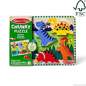 Melissa & Doug Dinosaur Wooden Chunky Puzzle (7 pcs) - FSC Certified