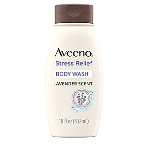 Aveeno Stress Relief Body Wash with Soothing Oat, Gently Cleanses and Moisturizes with Lavender Scent, Chamomile & Ylang-Ylang Essential Oils, Dye-Free & Soap-Free Calming Body Wash, 18 fl. oz