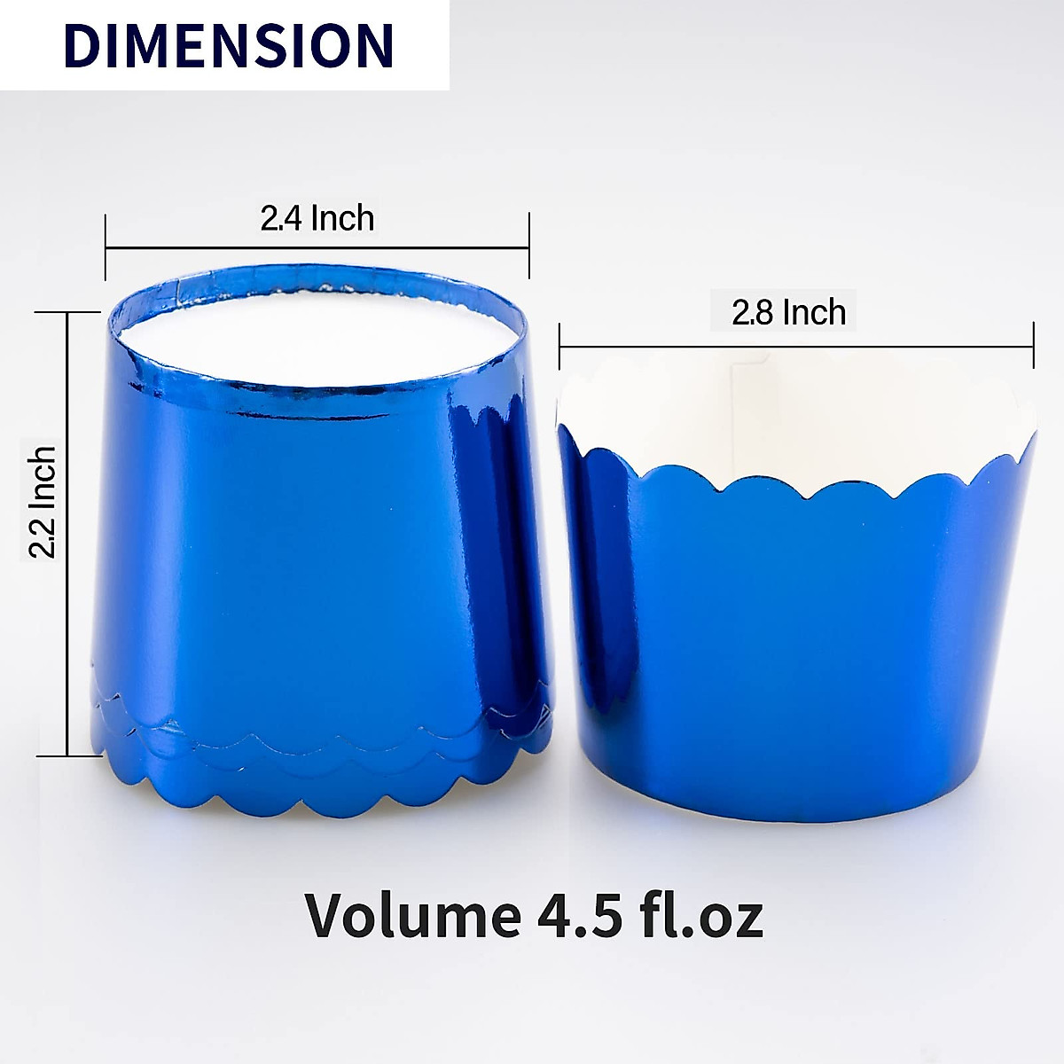 Blue Baking Cups Cupcake Liners, 50pcs Paper Baking Cups Muffin Liners Greaseproof Disposable Bulk Cupcake Wrappers, 6 oz Standard Muffin for Father's Day Decor Retirement Graduation Parties