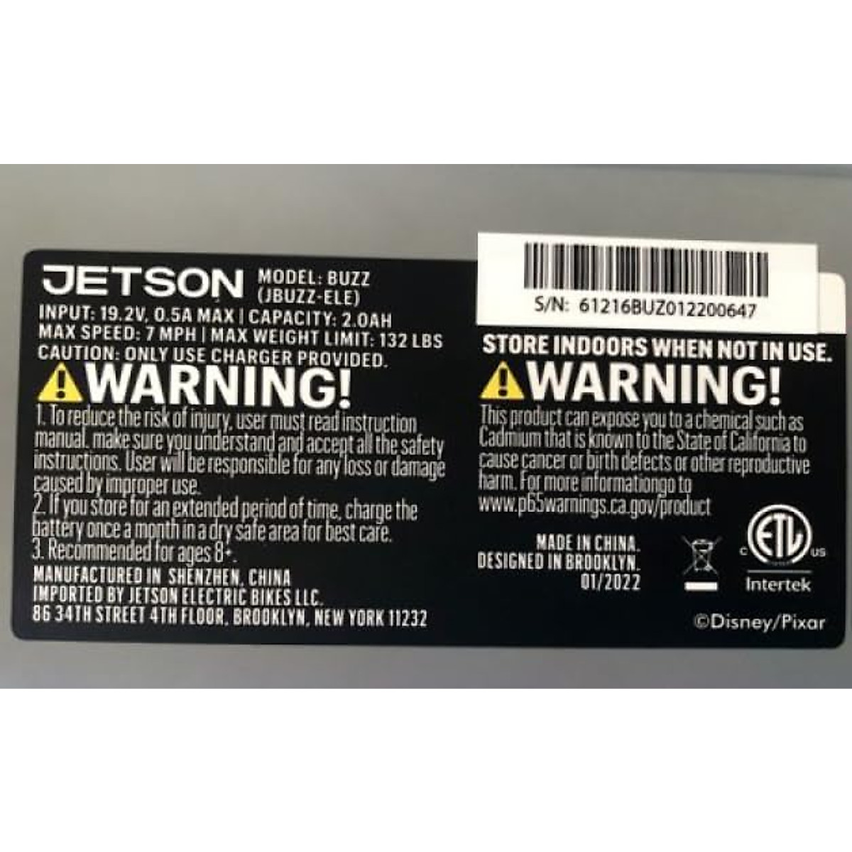 Jetson Disney Buzz Lightyear Kids' Electric Scooter, 7 Miles Per Hour, 4 Miles Max Range, 60-Watt Motor, Light-Up Deck, Height-Adjustable Handlebar, Ages 8+, JBUZZ-ELE