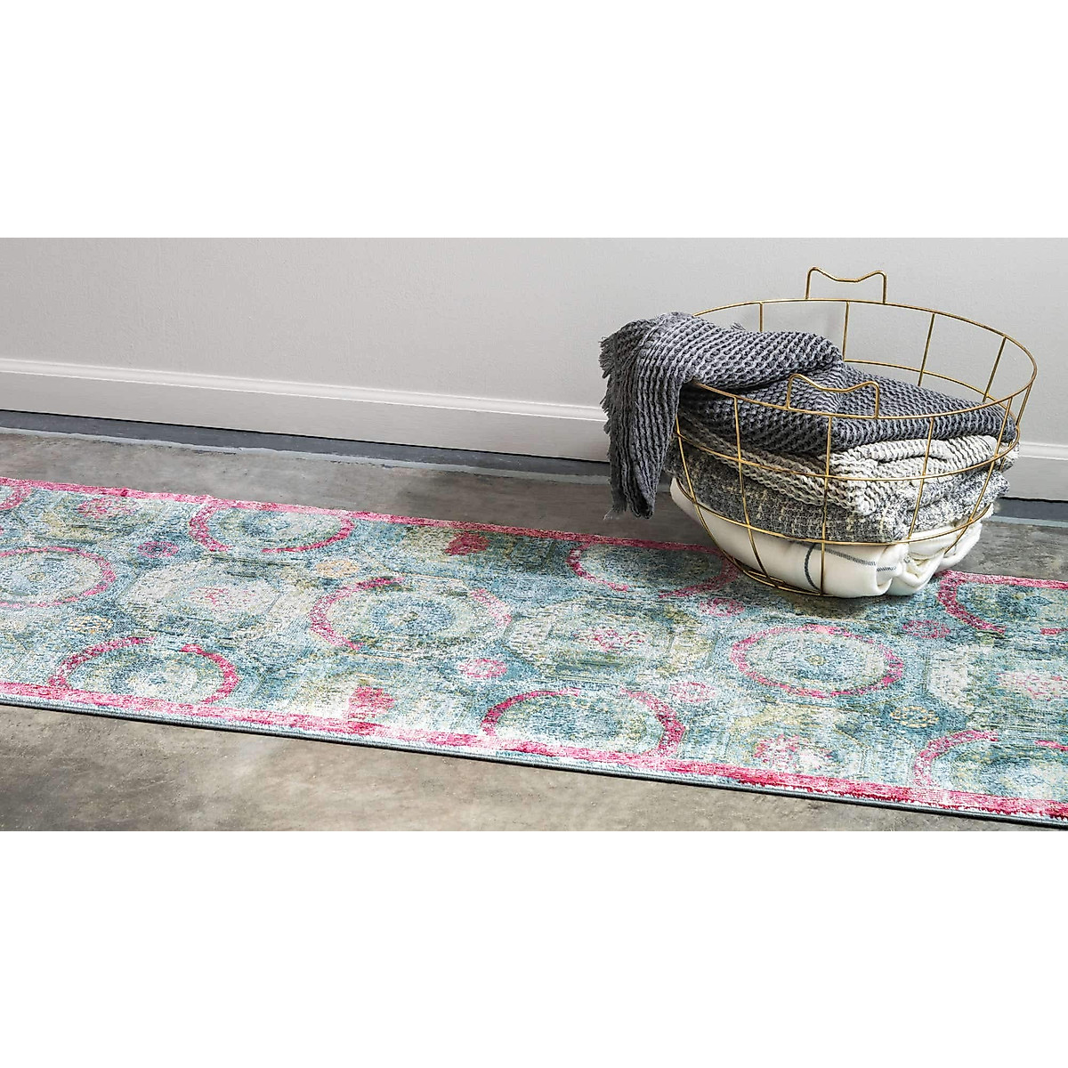 Unique Loom Baracoa Collection Area Rug - Coppelia (2' 2" x 6' 1" Runner, Turquoise/ Gold)