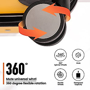 PRIMICIA GinzaTravel 3-Piece Luggage Sets Expandable Suitcases with 4 Wheels PC+ABS Durable Hardside Luggage sets TSA lock (Yellow, 3-Piece Set(20"/25"/29"))