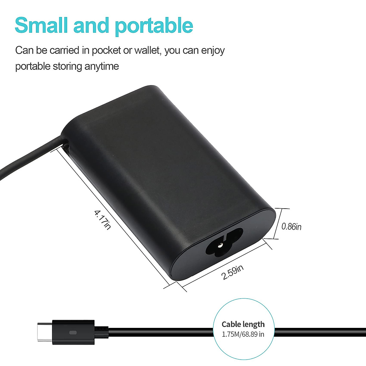 Charger for Dell Laptop Computer, 45W USB C Fast Power Adapter for Dell XPS 13 9360 9365 9370 9333 Latitude 7390 2in1 7370 5175 5285 5290 2in1, Inspiron 14 7437 5482, 0HDCY5,04RYWW