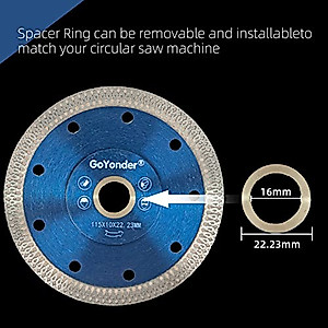 GoYonder 4.5 Inch Tile Blade, Super Thin Diamond Saw Blade for Cutting Porcelain Tiles, Granite Marble Ceramics (4.5")