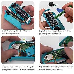 LONANDY 2 Pack Joycon Joysticks, Joycon Repair Kit Joystick Replacement Parts for Nintendo Switch, Switch Lite & Switch OLED, Include Thumb Grips, Metal Lock Buckles