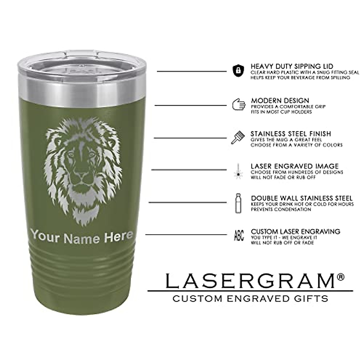 LaserGram 20oz Vacuum Insulated Tumbler Mug, Marijuana leaf, Personalized Engraving Included (Camo Green)