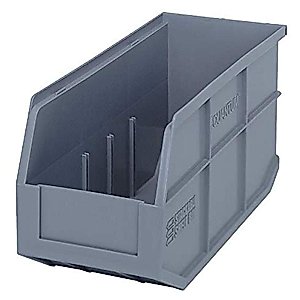 Quantum Storage K-SSB441GY-5 5-Pack Stackable Plastic Shelf Bin, 14" x 6" x 7", Gray